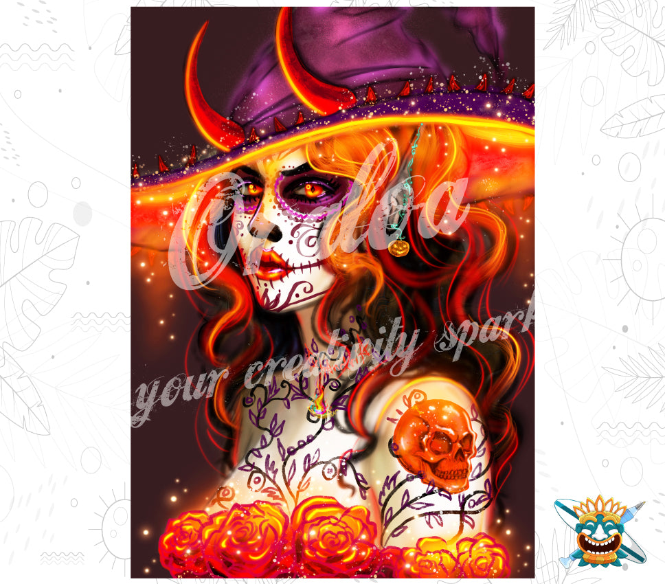 La Catrina Witch en Diamond Painting - Par Tschandria chez Oraloa